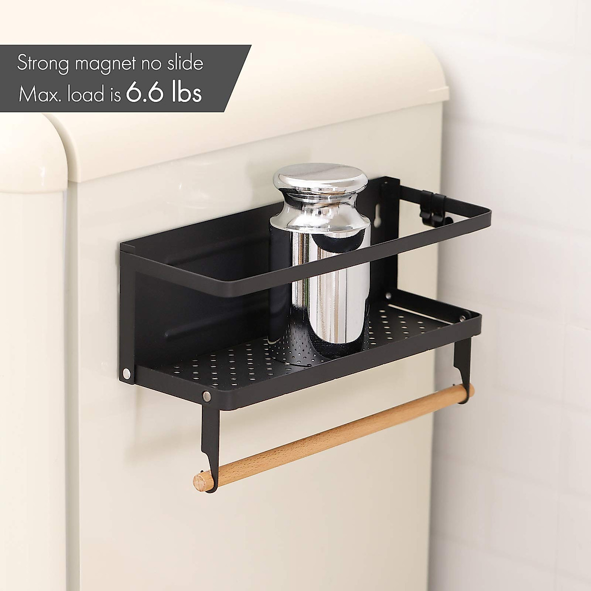 KES Magnetic Paper Towel Holder for Refrigerator Matt Black Magnetic Spice Rack Magnetic Shelf Refrigerator Organizer Wall Mount , KRR501A-BK
