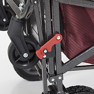 MacSports Collapsible Folding Outdoor Utility Tailgate Wagon with Cargo Trailer, Wine Red