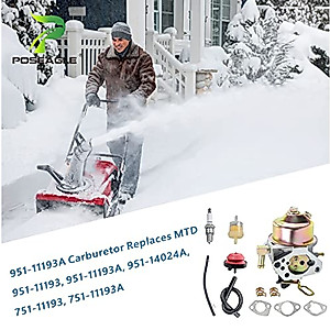POSEAGLE 951-11193A Carburetor Replaces 951-11193, 951-11193A, 951-14024A, 751-11193, 751-11193A for Troy-Bilt 478-SU 478-SUA 478-SUB Snowblower Engines