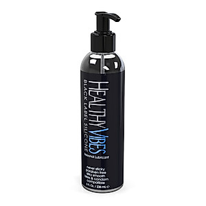 Black Label Silicone Based Personal Lubricant- Lasts Long & Easy to Clean, Water Resistant Lube, Lubricant for Privacy Safe for Most Skin Types- 8 oz