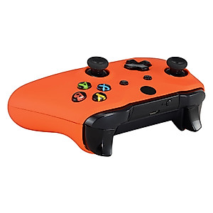 eXtremeRate Soft Touch Top Shell Front Housing Faceplate Replacement Parts with Side Rails Panel for Xbox One X S Controller (Orange)