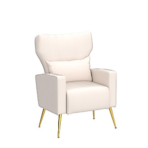 YUUIJOAA Accent Chairs Set of 2 - Upholstered Velvet Modern Comfy Wingback Armchair for Living Room Bedroom Single Sofa Chair with Pillows Black