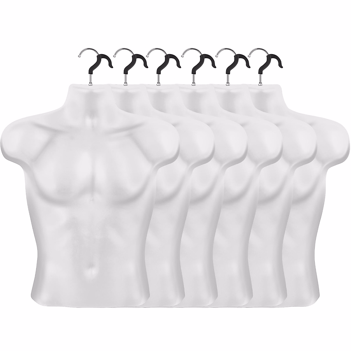 Lallisa 12 Pcs Male Mannequin Torso White Hanging Mannequin Body Torso with Hooks Half Mannequin Body Hollow Back for Sewing Dress and Shirt Display (Classic)