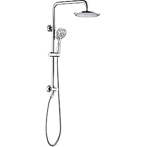 BRIGHT SHOWERS Rain Shower heads system including rain fall shower head and handheld shower head with height adjustable holder, solid brass rail 60 inch long stainless steel shower hose, Chrome