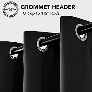 Deconovo Solid Thermal Insulated Grommet Blackout Curtains/Drapes for Bedroom and Living Room (2 Panels Set, 42 inches Wide by 63 inches Long, Black)