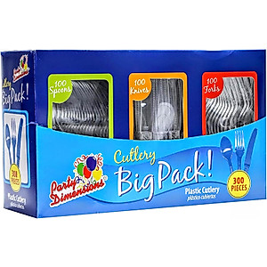 Party Dimensions 300 Count Cutlery Combo Box, Clear, Combo Box, Clear 300 Count
