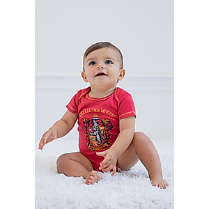 Harry Potter Gryffindor Hufflepuff Ravenclaw Slytherin Newborn Baby Boys 4 Pack Bodysuits 6-9 Months
