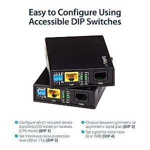 StarTech.com 10/100 VDSL2 Ethernet Extender Kit Over Single Pair Wire, Long Range Repeater, Replaced by VDSL-LAN-EXTENDER-1G
