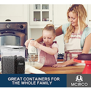 Cereal Container Set, MCIRCO Airtight Food Storage Containers ((4L /135.2oz) Set of 6, BPA Free Cereal Dispensers with Measuring Tools