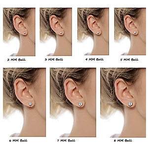 Tornito 14 Pairs Stainless Steel Ball Stud Earrings Barbell Cartilage Tragus Helix Ear Piercing For Men Women 2-8mm Silver Black