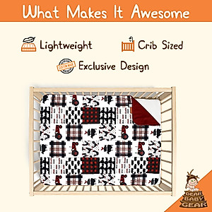 Dear Baby Gear Farm Deluxe Baby Blanket - Double Layer Reversible, Milestone & Infant Gifts for Girls and Boys - Toddler Blankets - Farm Faux Quilt Printed & Red Smooth Fabric, 40 x 30 Inches