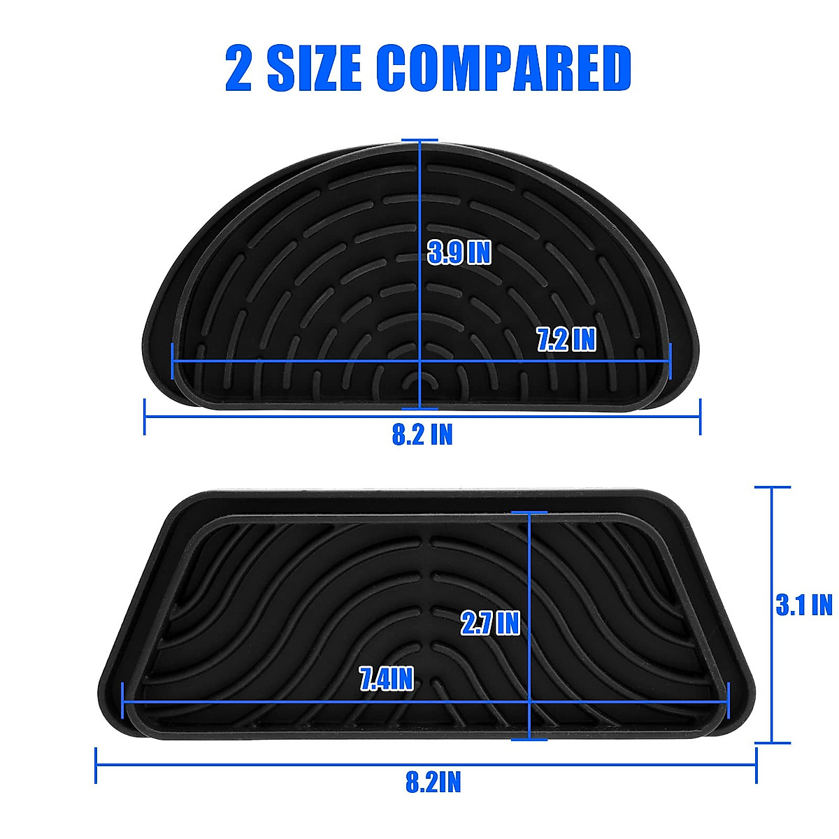 Refrigerator Drip Catcher, Refrigerator Drip Tray For Water Tray,Fridge Water Dispenser Drip Tray Prevents Water Splashes,Non-slip Silicone Dispenser Drip Collector for Ge Samsung -2 PCS Black