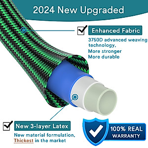 150 ft Expandable Garden Hose - New Flexible Water Hose 150ft with 10 Pattern Spray Nozzle, 3/4 Solid Brass Connectors, Retractable Latex Core - Lightweight Expanding Hose