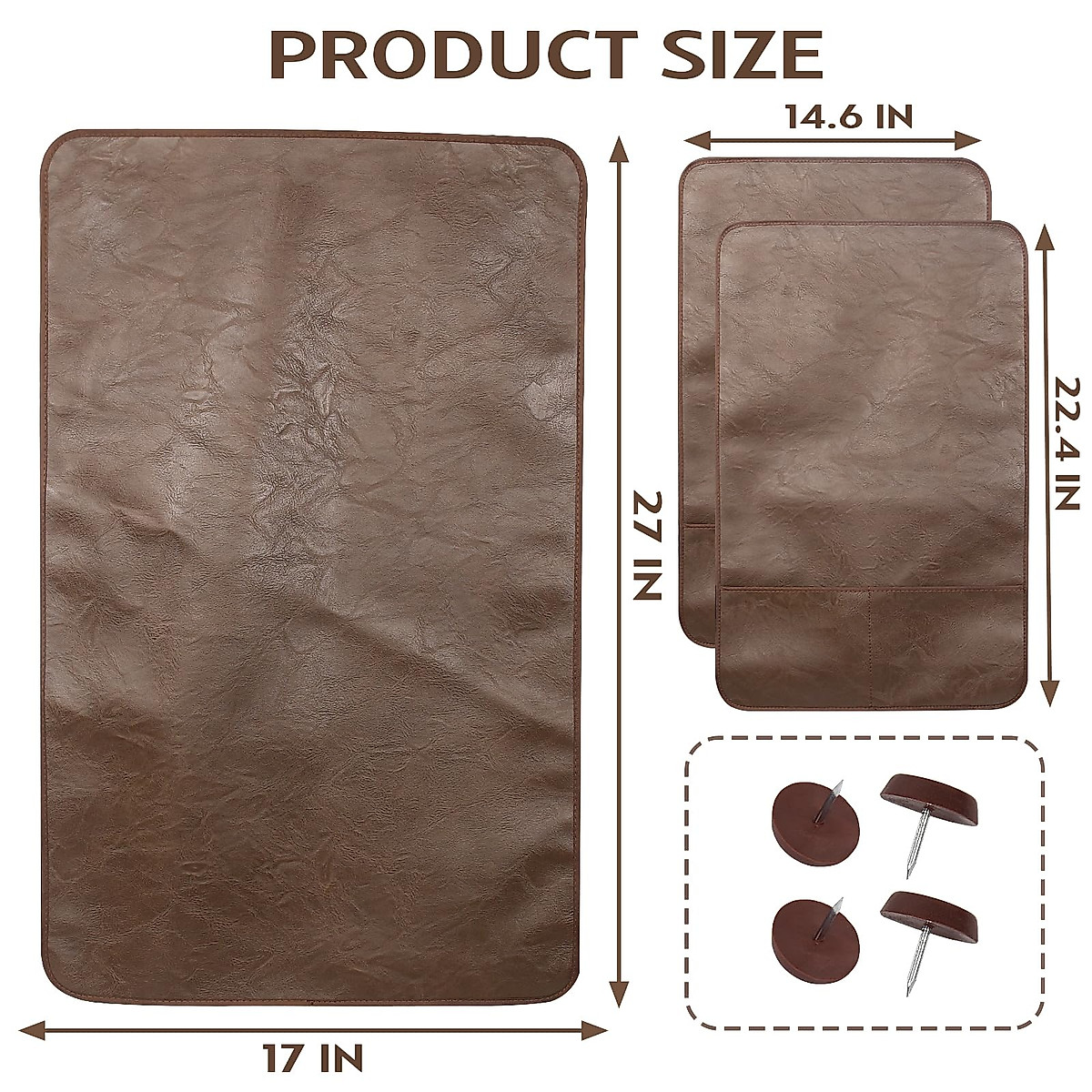 Fippkargo 3 Pcs Headrest Cover for Recline Chair, Faux Leather Recliner Headrest Protector,Recliner Couch Cover with Side Pockets, Sofa Recliner Headrest Arm Cover, Home, Office & Theater Seat(Brown)