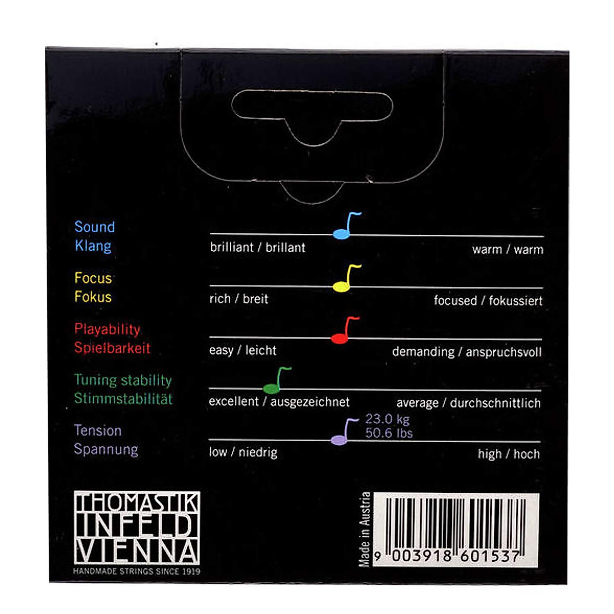 Thomastik Vision Titanium Solo Violin Strings Set, Titanium 4/4 Size