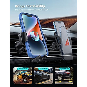 Lamicall 2023 Wider Clamp & Metal Hook Phone Mount for Car Vent [Thick Cases Friendly] Car Phone Holder Hands Free Cradle Air Vent for iPhone Smartphone