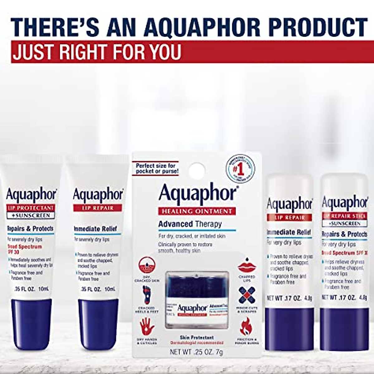 Aquaphor Lip Repair Lip Balm Set, Lip Repair Stick, 0.17 Oz (Pack of 2) + Lip Repair and Protect Stick, Lip Balm with Sunscreen SPF 30, 0.17 Oz (Pack of 2), Holiday Gifts for Self Care