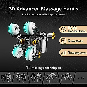 MYNTA 2024 Upgraded 3D Massage Chair, Full Body Massage Chair Recliner with Zero Gravity, Body Scan, Thai Stretch, Heat, Airbags, Bluetooth Speaker, Fully Assembled, MC2100 (Grey)