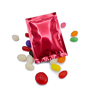 QQ Studio 200 PCS Metallic Mylar Foil Open Top Sealable Bags (7x10cm (2.7x3.9"), Red)