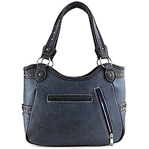 Zelris Spring Bloom Western Concho Women Conceal Carry Tote Handbag Purse Set (Blue)