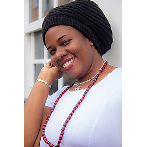 Black Slouchy Beanie for Locs Dreadlocks and Natural Hair Styles Rasta Tam Beanie