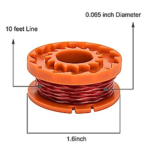 Trimmer Spool Line for Worx wa0010, Replacement Spools Compatible with Worx Weed Eater String, Trimmer Line Refills 0.065 inch for Worx Electric String Trimmers(16 Spools+4 Trimmer Caps)