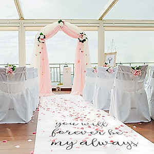 Sparkle and Bash White Aisle Runner for Wedding Ceremony Decorations for Outdoors, You Will Forever Be My Always Aisle Runner (50 x 3 Ft)