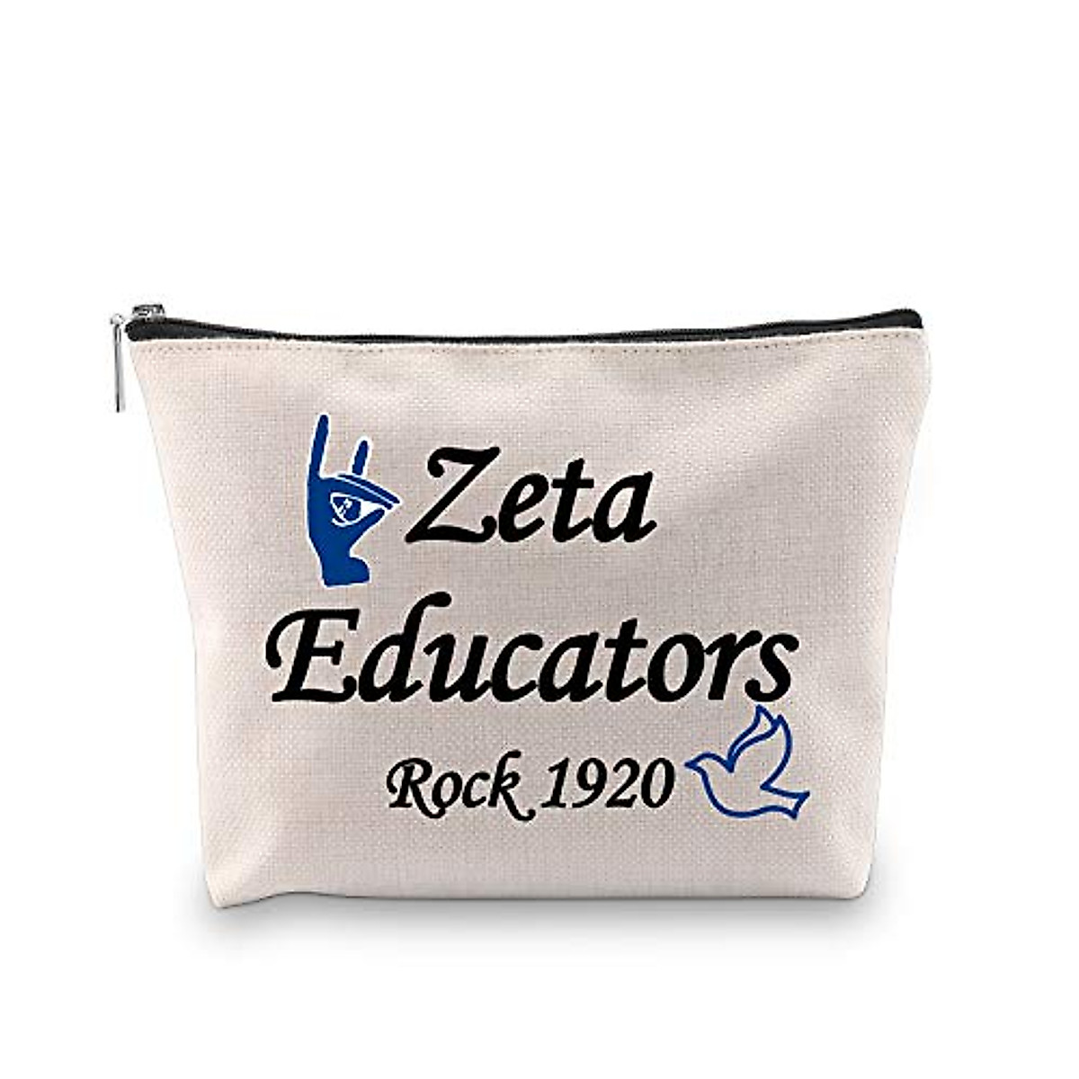 PXTIDY Greek Sorority Gift Appointment Makeup Bag for Women Zeta Educators Rock 1920 Cosmetic Bag Sisterhood Gift Sorority Paraphernalia Gift(beige)