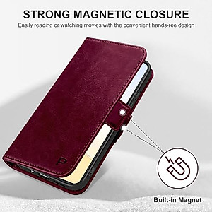 Bizzib for Samsung Galaxy S20 FE Case Leather Wallet with Card Holder[ RFID Blocking] 360 Full Shockproof Protection Magnetic Closure Phone Cover & Wrist Strap for Galaxy S20 FE 6.5in-Burgundy