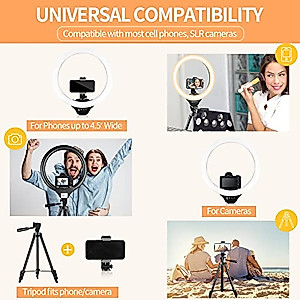 Sensyne 14'' Ring Light with Extendable Phone Tripod, Selfie LED Circle Light with Stand and Phone Holder for Video Recording/YouTube/TikTok/Live Stream, Compatible with All Phones and Cameras
