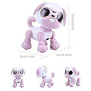 Robot Dog, Smart Dog, Walking Sound Puppy Interactive LED Record Educational Gift Robot Dog Pet Toy Smart Dog Robot Portable for Kids Boys(Pink)