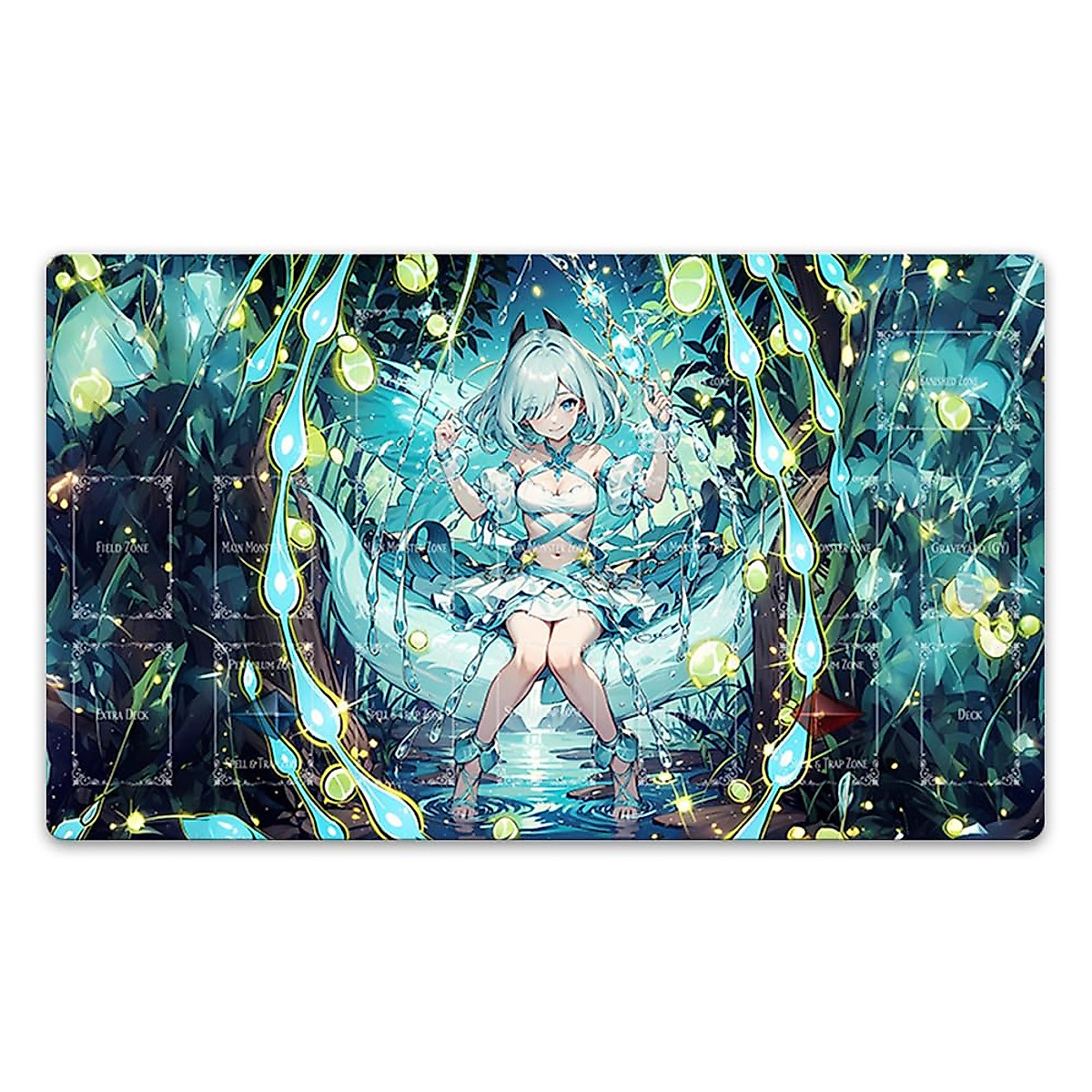 Ygomat Traptrix Girl Trading Card Game OCG Playmat TCG Mat Free Best Tube/Bag (TX310) (D_Add Playzones + Bag)