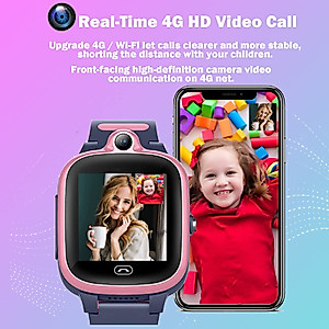 TOPUSER 4G GPS Smart Watch for Kids Boys Girls Watches [Global Version] SOS Emergency Alarm Waterproof Smartwatch with Text Video Voice Call Phone Watch Tracker Real Time Tracking Age 3-12