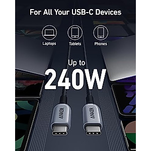 Anker 765 USB C to USB C Cable (240W 6ft Nylon), USB 2.0 Fast Charging USB C Cable for iPhone 15/15Pro/15Plus/ 15ProMax, MacBook Pro 2021, iPad Pro, iPad Air 4th, Samsung Galaxy S23+/S23 Ultra