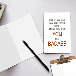 Funny Get Well Card Gift for Him Her, Humor Encouragement Card, They Say God Only Gives What You Can Handle