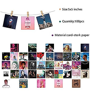 LAPNOXX 100 Pcs Album Cover Poster Aesthetic Pictures Wall Collage Kit, 5x5 inch Aesthetic Room Decor, Album Cover Posters Collage Kit for Bedroom Decor, VSCO Room, Photo Wall, Album Cover Art Posters