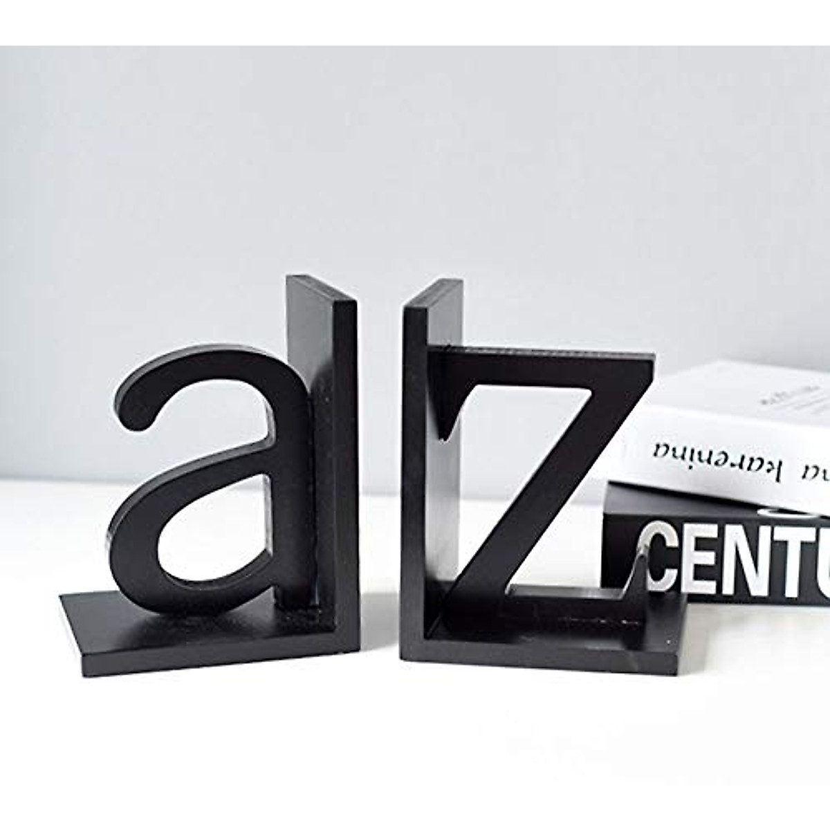 FUYU 1 Pair Creative Letter Wood Bookend Book Stand Home Decoration