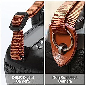 Camera Strap for All DSLR / SLR Cameras,Double Layer Cowhide Ends,2"Wide Pure Cotton Embroidered Woven Camera Strap,Adjustable Universal Neck & Shoulder Strap,Gift for Photographers（Green Flower）