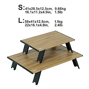 iClimb Ultralight Compact Mini Beach Picnic Folding Alu. Table with Carry Bag, Two Size (Nature - S)