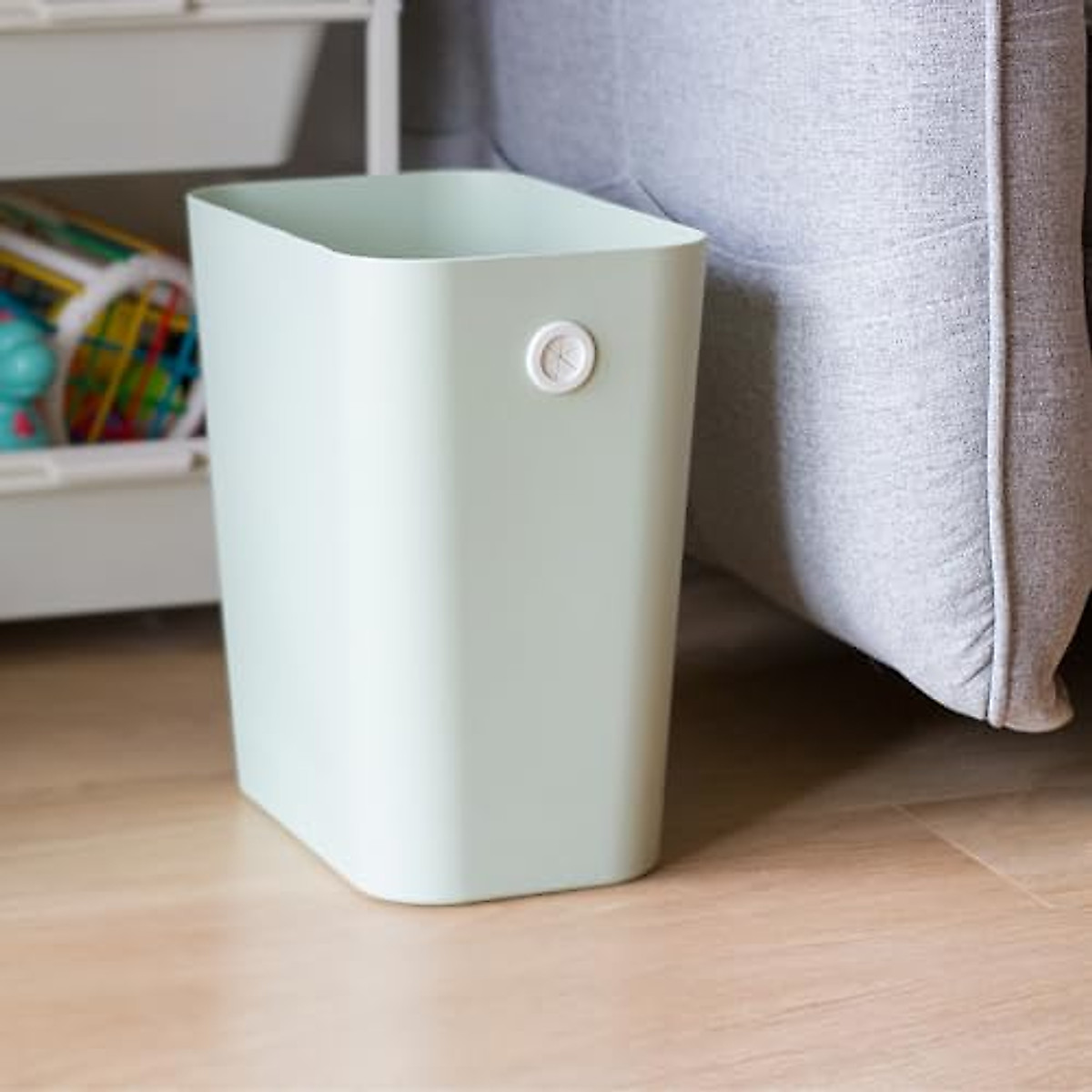 XAJH Small Plastic Trash Can with Fixed Hole, Light Green, 1.8 Gallon Capacity, 10.2"x9.7"x6"LWH