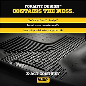 Husky Liners X-act Contour Floor Mats | Fits 2015 - 2024 Ford F-150 SuperCrew/SuperCab (Includes 2022 - 2024 Lightning Model) | Front Row, 2-pc Black - 53341