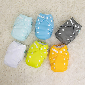 ALVABABY Newborn Cloth Diapers for Less Than 12 pounds Baby Pocket Hook and Loop Closure Cloth Diapers Nappy 6pcs with 12 Inserts 6VBS100