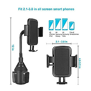 Lorima Cup Holder Phone Mount with A Flexible Gooseneck, Cup Holder Phone Holder for iPhone 13/13 Pro/13 Pro Max, 12 Pro Max/12/11/XS/Samsung Galaxy, Fits All 4-6.7in Smartphones
