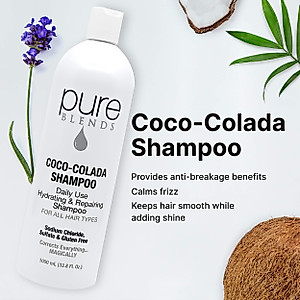 Pure Blends Coco-Colada Shampoo | Daily Use Hydrating Shampoo| Neutral-No Color Shampoo For In Between Color Depositing Washes | Balances Color & Repairs Dry, Damaged Hair | 33.8 Oz.