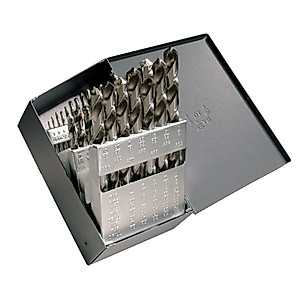 Cle-line "C21117 Style 1898 High Speed Steel General Purpose Jobber Length Drill Set, Bright Finish, 1/16"" - 1/2"" Size, 29 Pieces"
