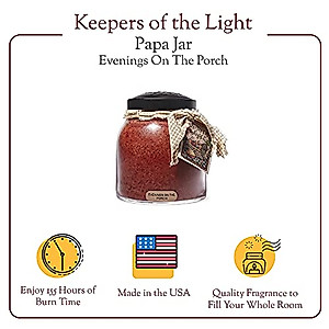 A Cheerful Giver — Evenings on the Porch - 34oz Papa Scented Candle Jar with Lid - Keepers of the Light - 155 Hours of Burn Time, Gift for Women, Red