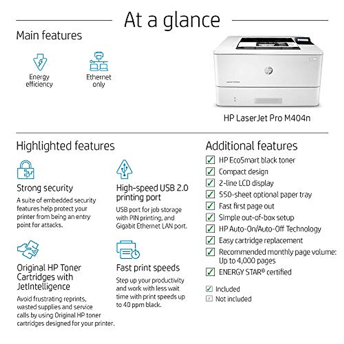 HP Laserjet Pro M404n (W1A52A) (Renewed)