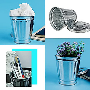 DOERDO Mini Desktop Wastebasket Galvanized Trash Can, for Kitchen Countertop, Dressing Table, Mini Flower Pot, 3.7" x 4.3"