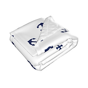 Baby Blanket Anchor for Boy Girl White Navy Marine Newborn 30x40 Inch Toddler Infant Nursery Throw Blankets Double Layer Comfy Soft Plush Stroller Crib Quilt