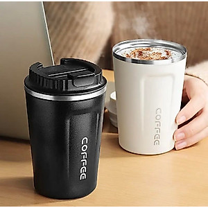 COFFEE MUG, Thermos Travel,Thermal Vacuum Flask Insulated Cup Milk Tea Water Bottle 510ML Stainless Steel Coffee Mug (black)